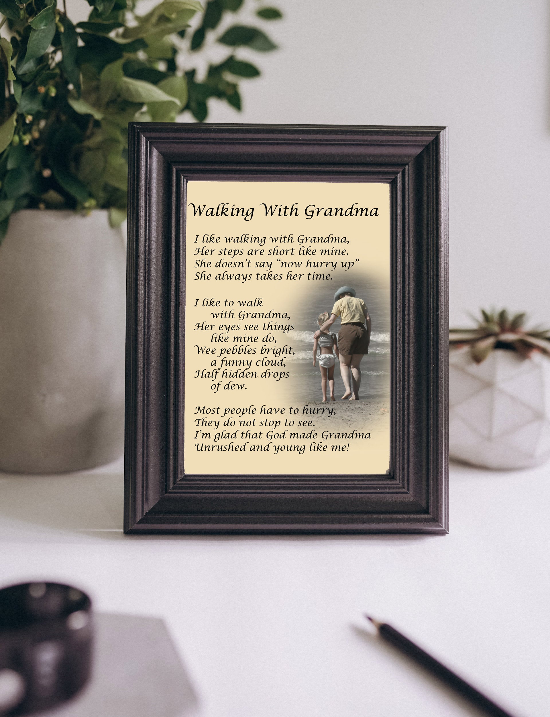 Walking With Grandma Poem Art Print: Touching Grandmother Gift (digital ...