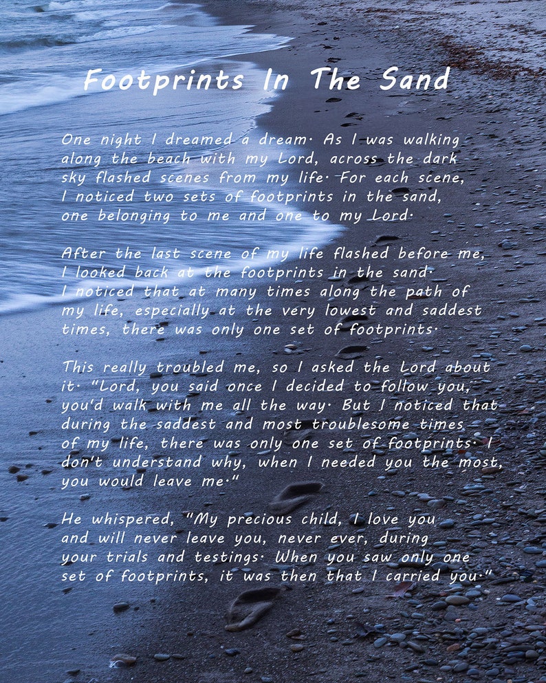 Footprints in the Sand Printable Download, Faith Inspired Art Print ...