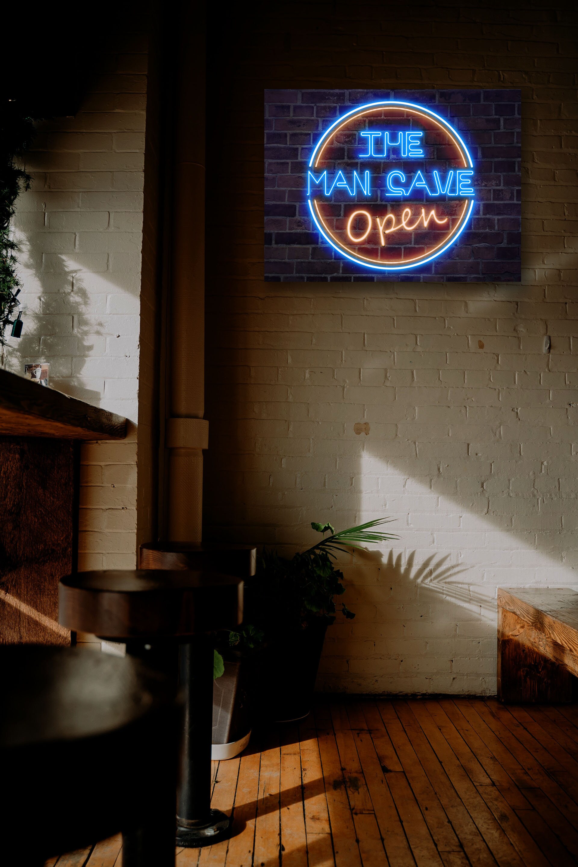 Printable Man Cave Open Neon Sign, Bar Wall Art Digital Download, Neon ...