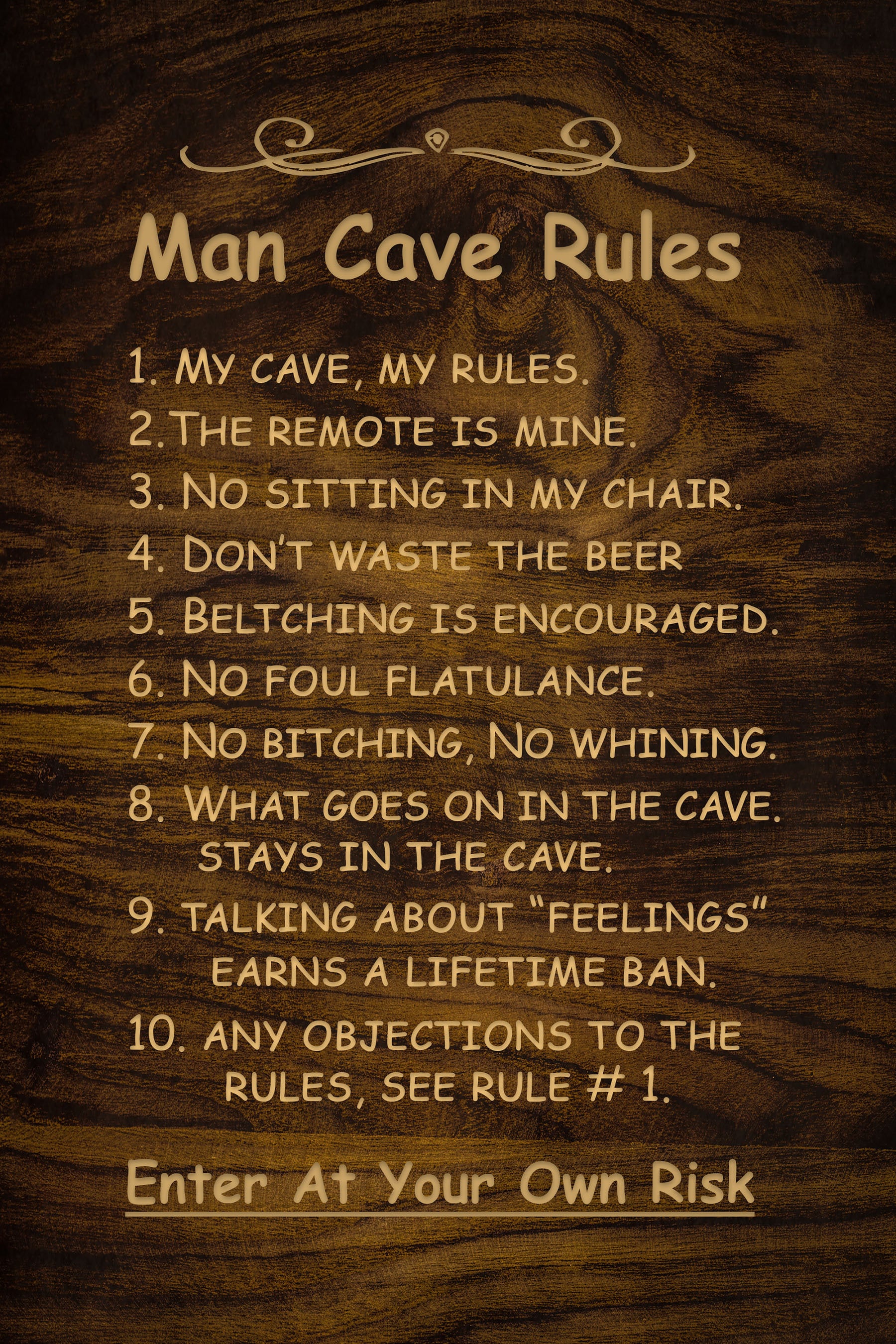 Printable Man Cave Rules Sign, Bar Wall Art Digital Download, Man Cave ...