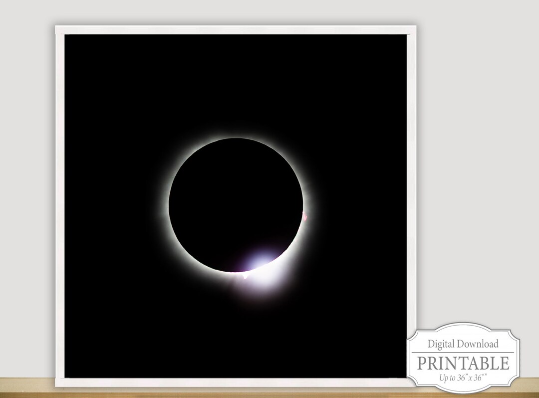 Total Solar Eclipse Wall Art, Diamond Ring Eclipse Printable Download, 2024 Total Solar Eclipse ...