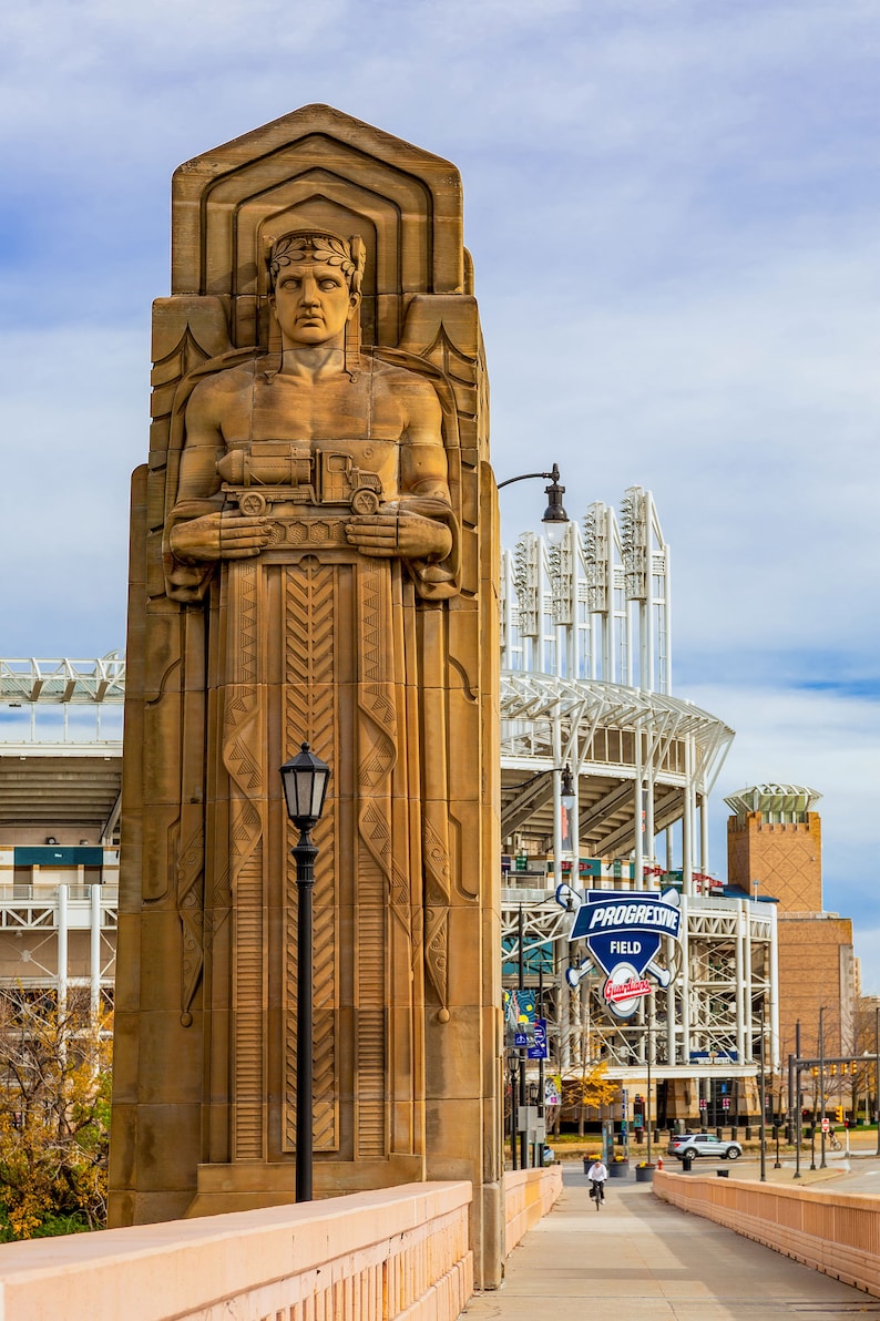 Cleveland Guardians Art Print: Progressive Field, Guardian of Traffic ...