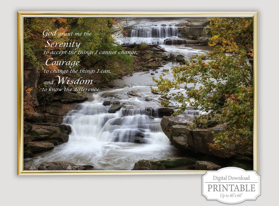 Serenity Prayer Waterfall Photo Art Print (digital Download) - Etsy