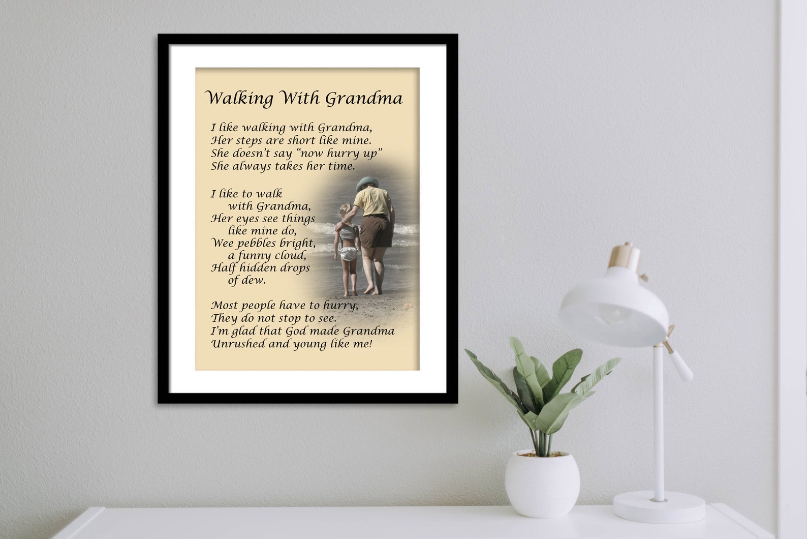 Walking With Grandma Poem Art Print: Touching Grandmother Gift (digital ...