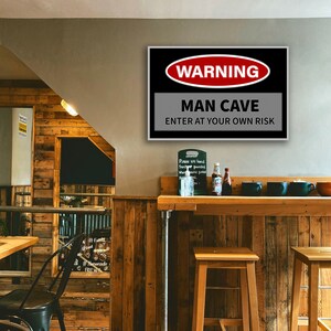 Printable Warning Man Cave Sign, Bar Wall Art Digital Download, Warning ...