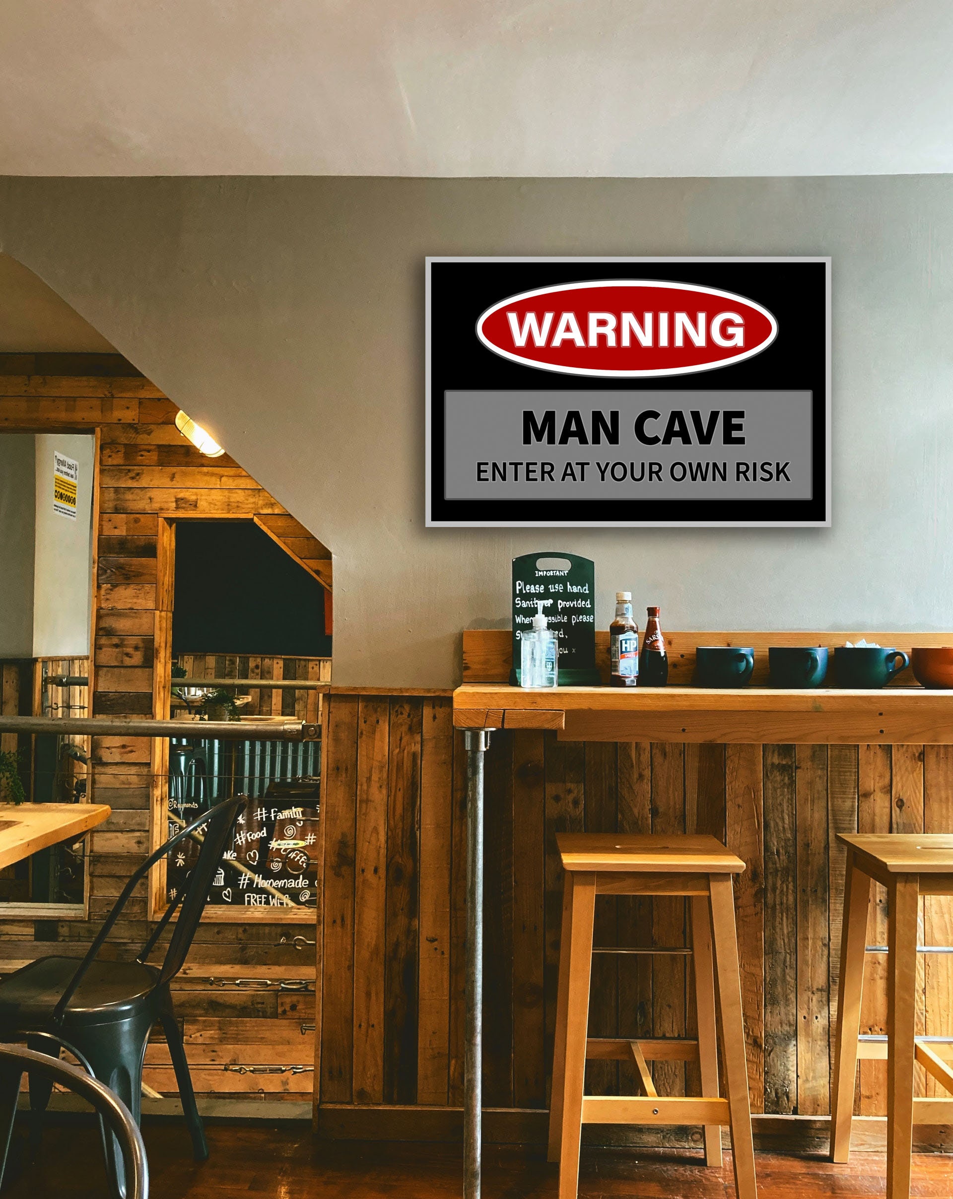 Printable Warning Man Cave Sign, Bar Wall Art Digital Download, Warning ...
