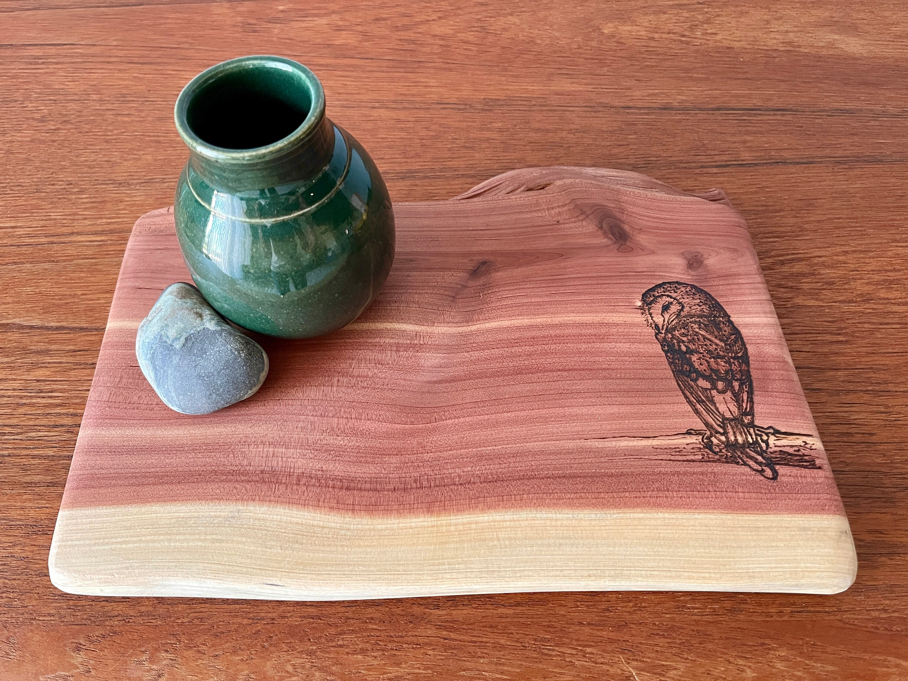 Serving Board, Barn Owl Drawing, Cedar Board, Original Art, Pyrography ...