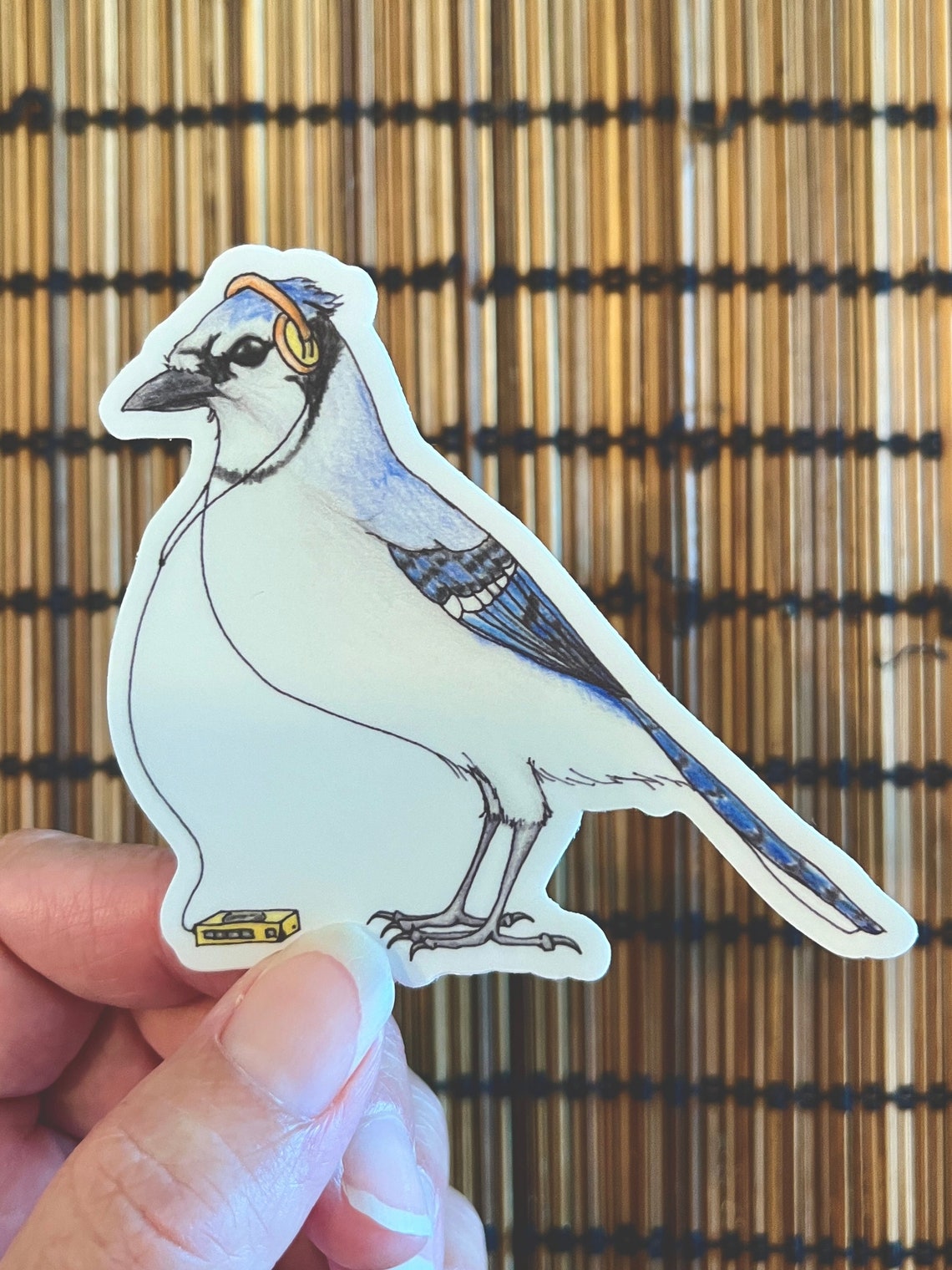 Vinyl Sticker for Laptop, Water Bottle, Window, Folder, Bird Art, Blue ...