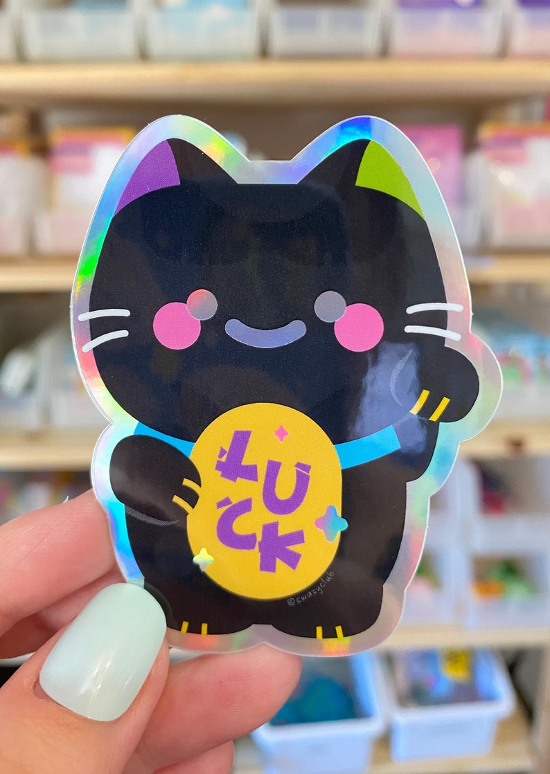 Lucky Cat Sticker Maneki Neko Sticker Fortune Cat Good - Etsy
