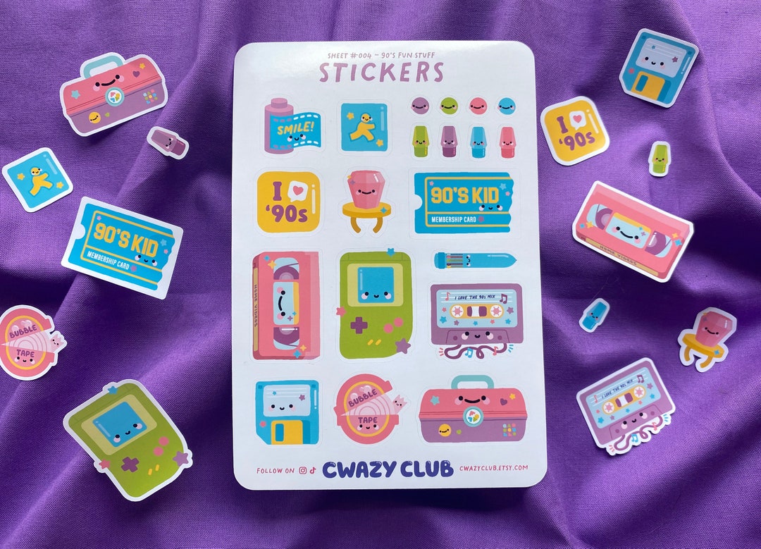 90s Sticker Sheet | Retro Stickers | 90s Stickers | 90s Party | 90s ...
