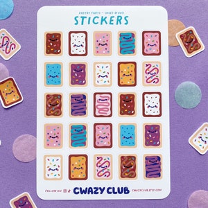 Pastry Tart Sticker Sheet | Breakfast Sticker Sheet | Kawaii Sticker ...