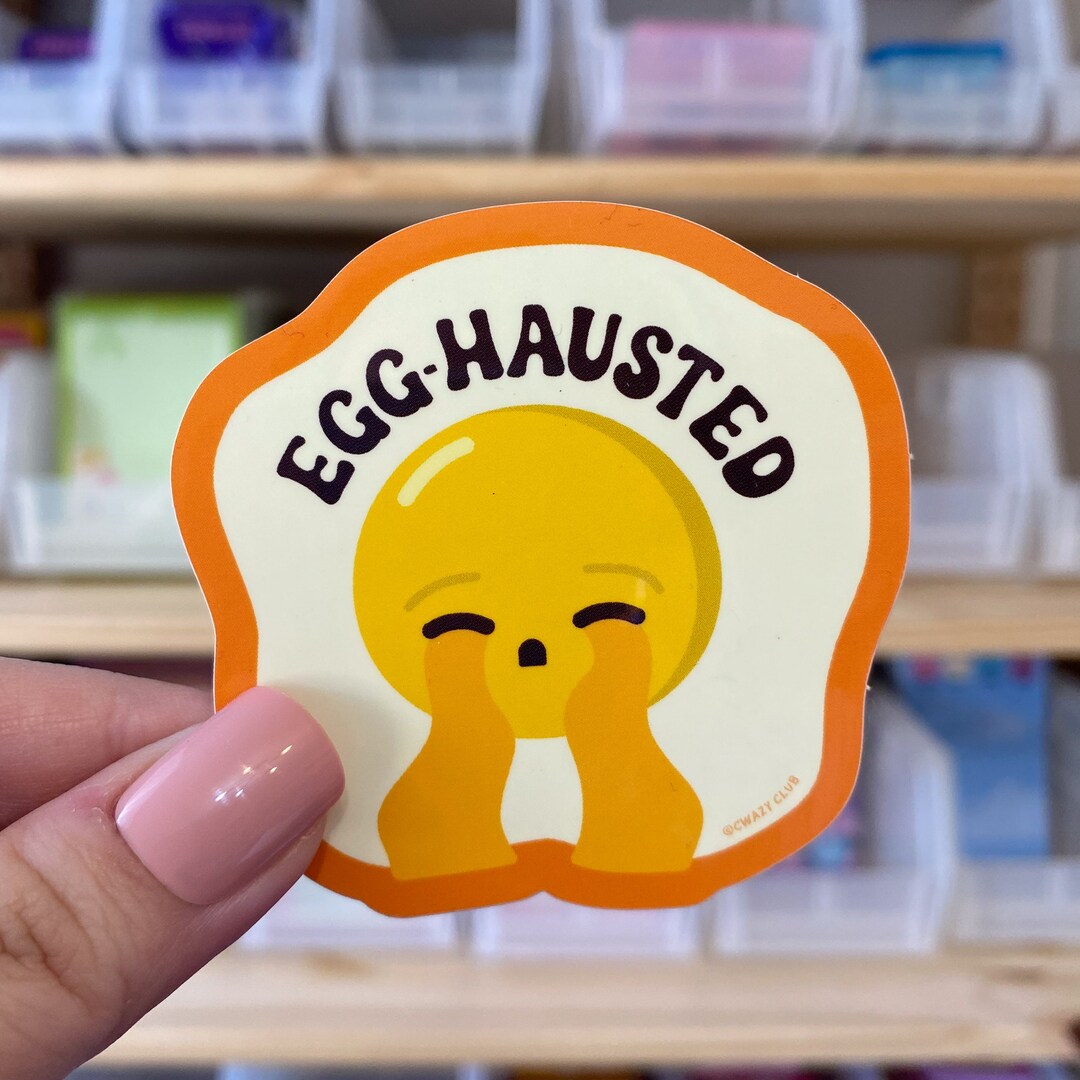 Exhausted Egg Sticker | Burn Out Sticker | Exhausted Sticker | Tired ...