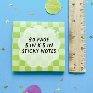 Green Checkered Sticky Notes | 3x3 Sticky Notes | 90s Sticky Note ...