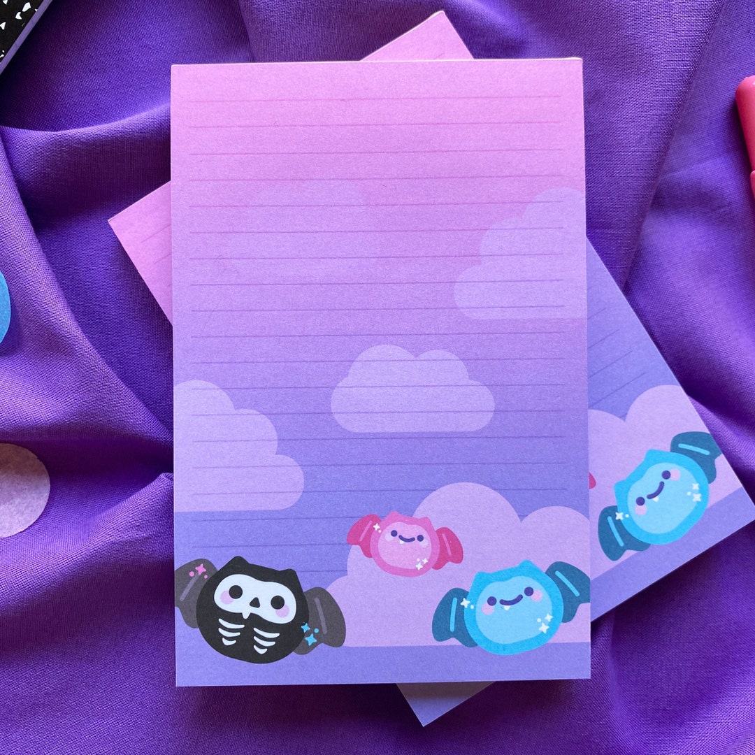 Small Spooky Bat Notepad | 4x6 Notepad | Purple Notepad | Aesthetic ...