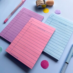 Small Library Card Notepad | 4x6 Notepad | Book Notepad | Aesthetic ...