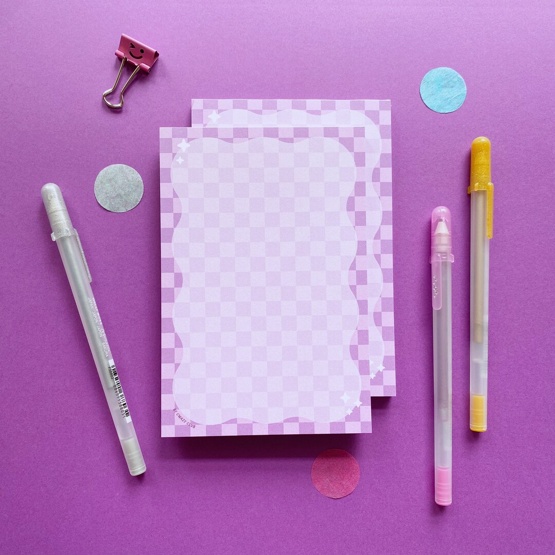 PURPLE Checkered Notepad | 4x6 Notepad | Aesthetic Notepad | Y2K ...