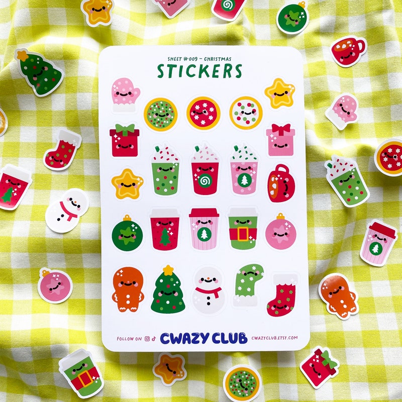 Christmas Stickers Sheet - Etsy