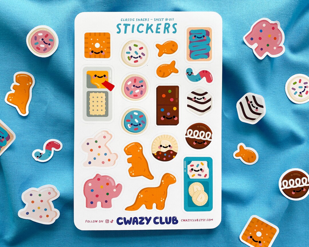 Classic Snacks Sticker Sheet | Retro Snacks | Lunch Snacks Sticker ...