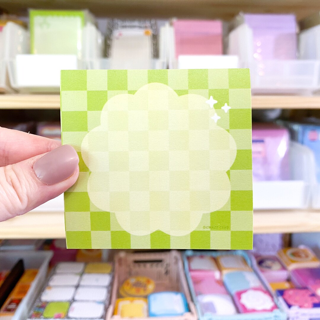 Green Checkered Sticky Notes | 3x3 Sticky Notes | 90s Sticky Note ...