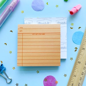 Library Card Sticky Note 3x3 Sticky Note Library Notepad Bookish Gift ...