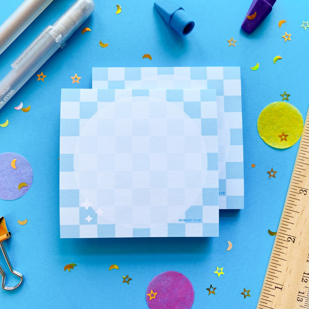 Blue Checkered Sticky Notes | 3x3 Sticky Notes | 90s Sticky Note ...