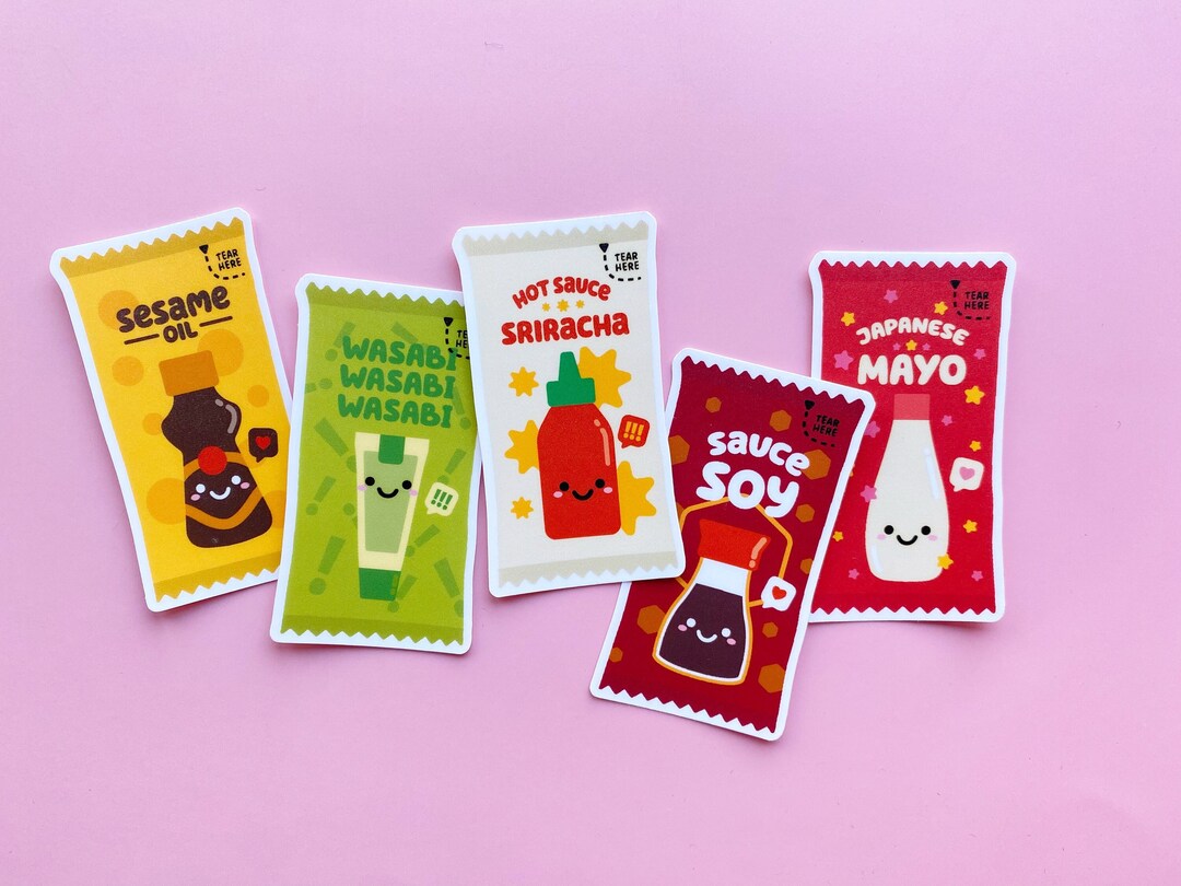 Asian Condiment Vinyl Sticker Pack | Asian Food Stickers | Kawaii Food ...