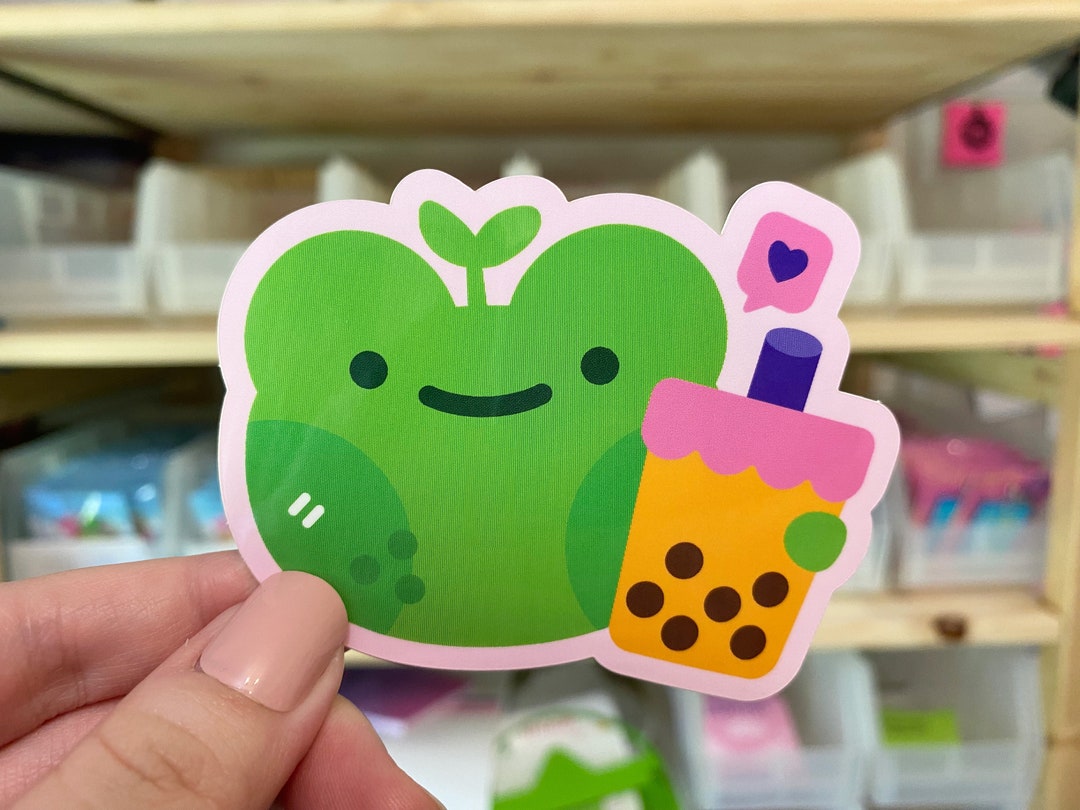 Frog Boba Glossy Sticker | Boba Lover Sticker | Kawaii Frog | Boba Tea ...