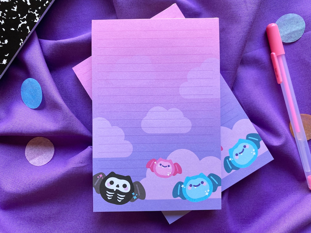 Small Spooky Bat Notepad 4x6 Notepad Purple Notepad Aesthetic Notepad ...