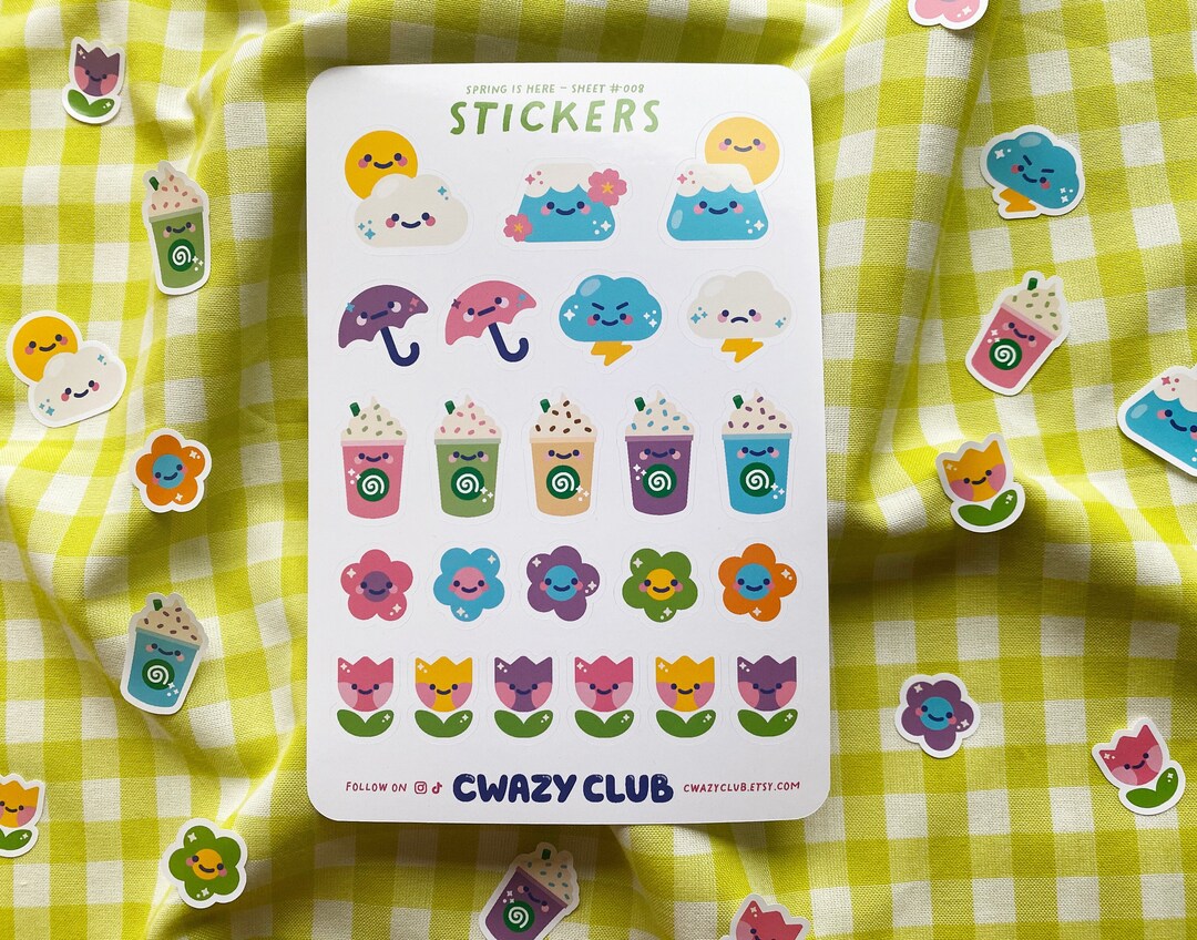 Spring Sticker Sheet | Flower Sticker Sheet | Colorful Sticker Sheet ...