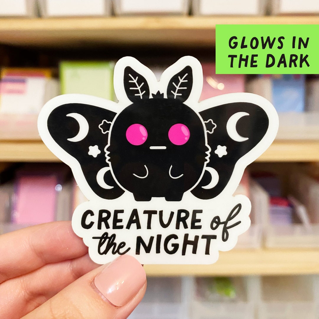 Mothman Creature of the Night Glossy Glow in the Dark Sticker | Mothman ...