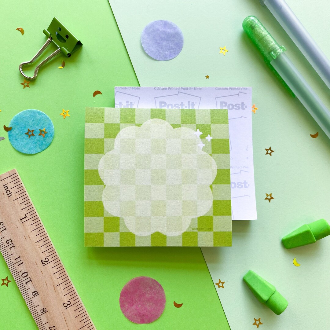 Green Checkered Sticky Notes 3x3 Sticky Notes 90s Sticky Note Aesthetic ...
