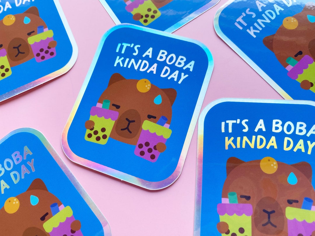 Capybara Boba Holographic Sticker | Boba Lover Sticker | Kawaii Frog ...