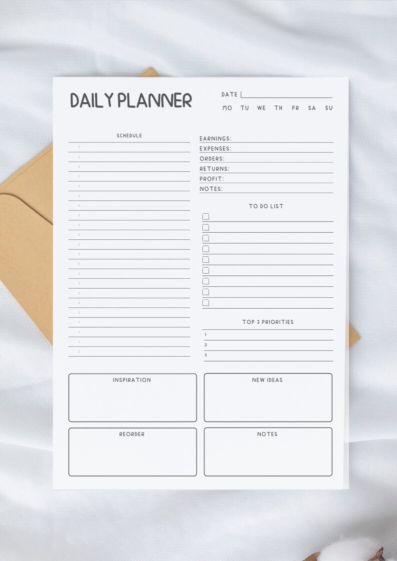Digital Printable Daily Business Planner Download Fillable PDF Cute ...