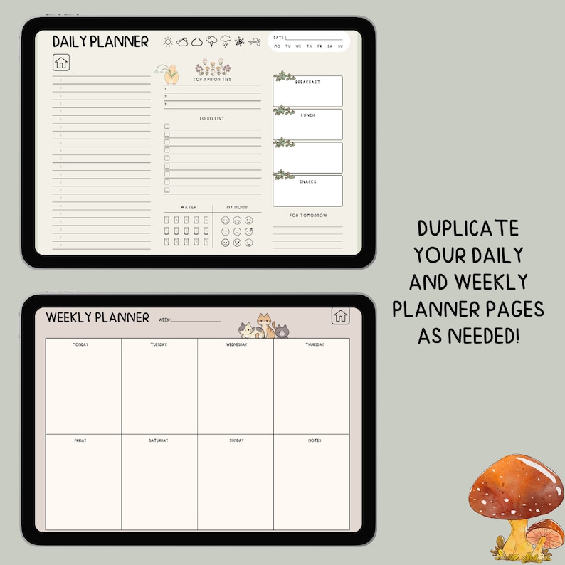 Cozy Digital Goodnotes Planner Undated Daily Weekly Monthly Cottagecore ...
