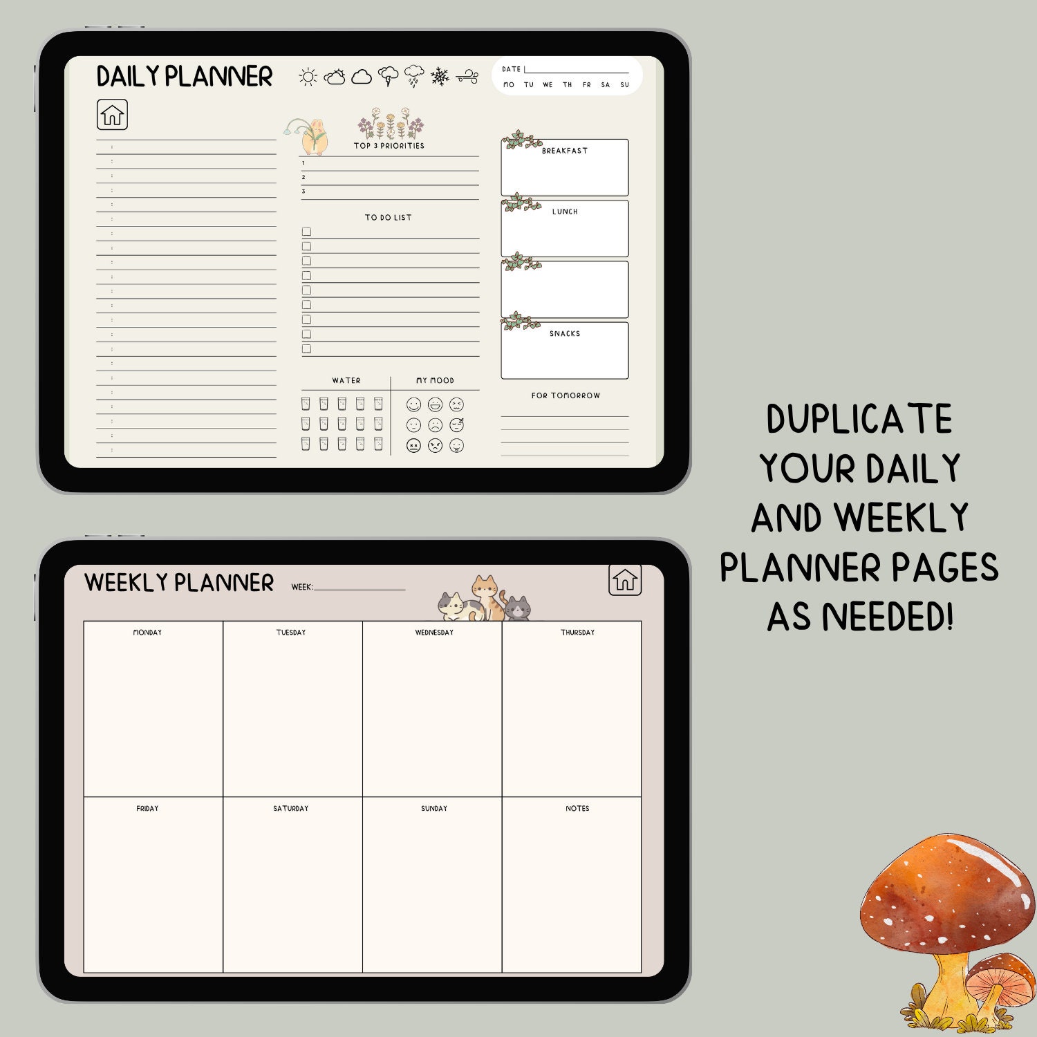Cozy Digital Goodnotes Planner Undated Daily Weekly Monthly Cottagecore ...