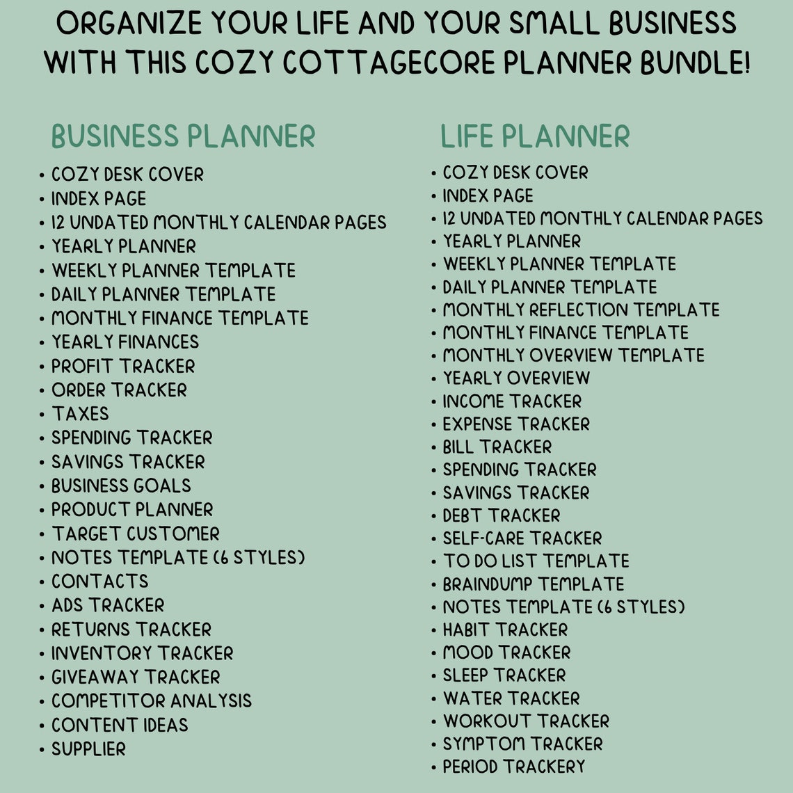 Cozy Planner Bundle Life Planner Small Business Organizer Digital ...