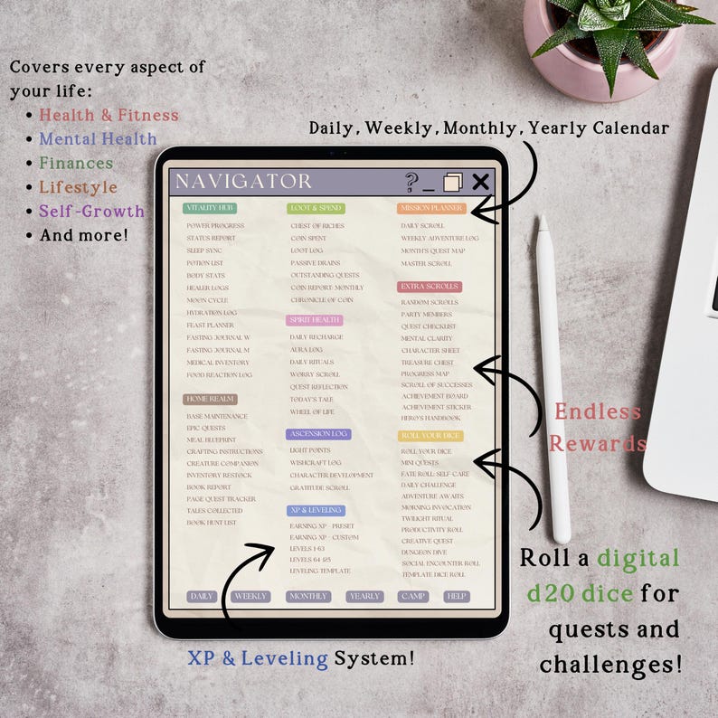 Gamified Life Planner Goodnotes Digital Interactive ADHD Productivity ...