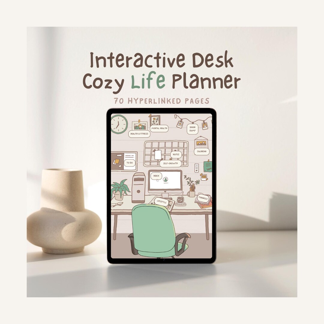 Cozy Digital Goodnotes Life Planner Interactive Desk Cute Boho Undated ...