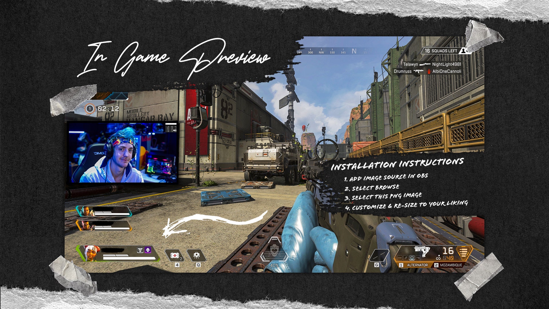 Black Facecam Overlay Combo Package for Streaming - 2 Pack Webcam Frame ...