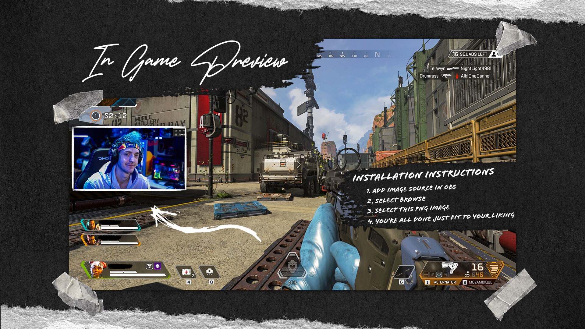 White Facecam Overlay for Streaming "brush Style" - Clean Professional ...