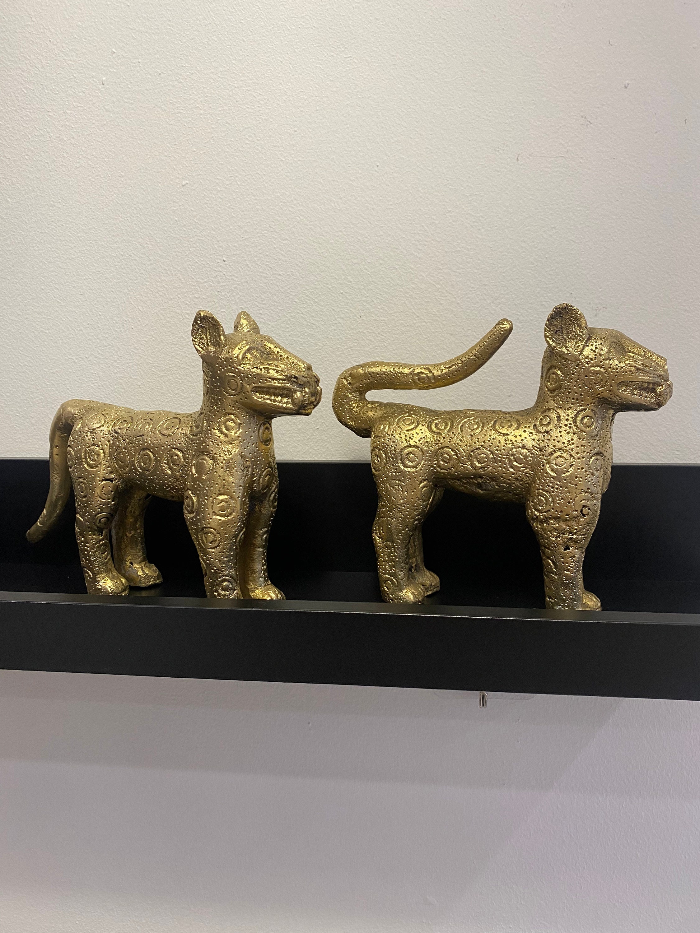 Benin Bronze Leopards Pair Edo African Statue/ Ornaments - Etsy