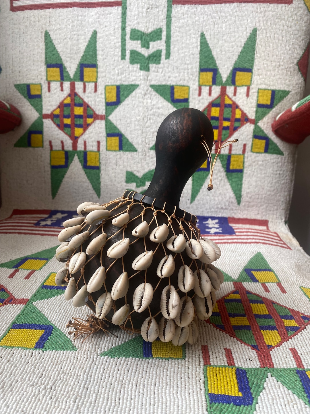 African Shekere, Shaker/ Ichaka African Cowrie Shell Shaker Musical ...