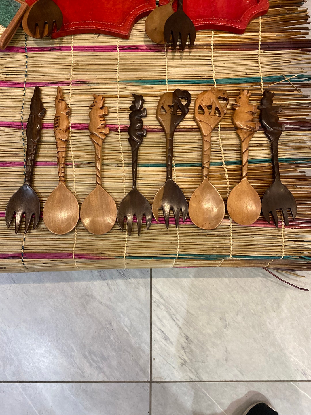 Wooden Animal Handcarved Serving Spoons Culterly Animal Handcarved ...