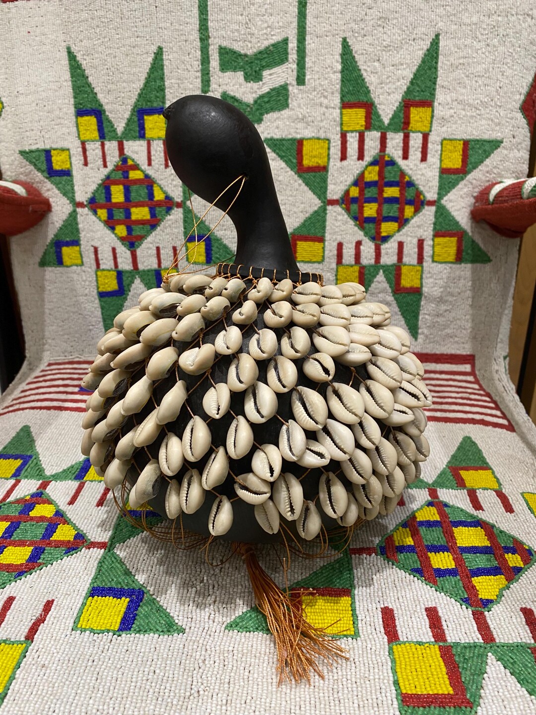 African Shekere, Shaker/ Ichaka African Cowrie Shell Shaker Musical ...