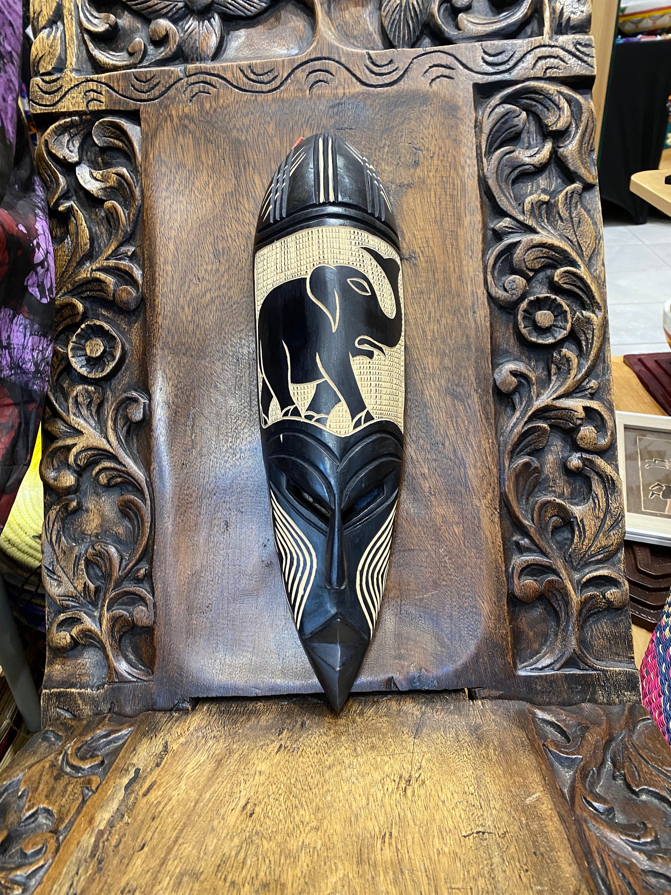 Elepahnt Tribal Mask Woodcarving African Animal Handcrafted - Etsy