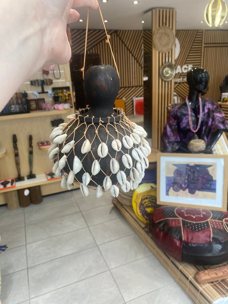 African Shekere, Shaker/ Ichaka African Cowrie Shell Shaker Musical ...