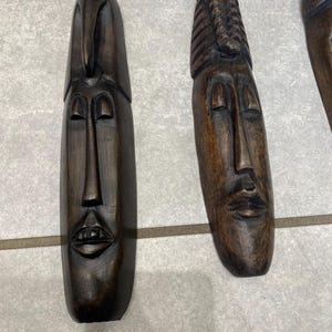 Elegant Slim Wooden Decorative Masks African Mask Woodcarving Wooden ...