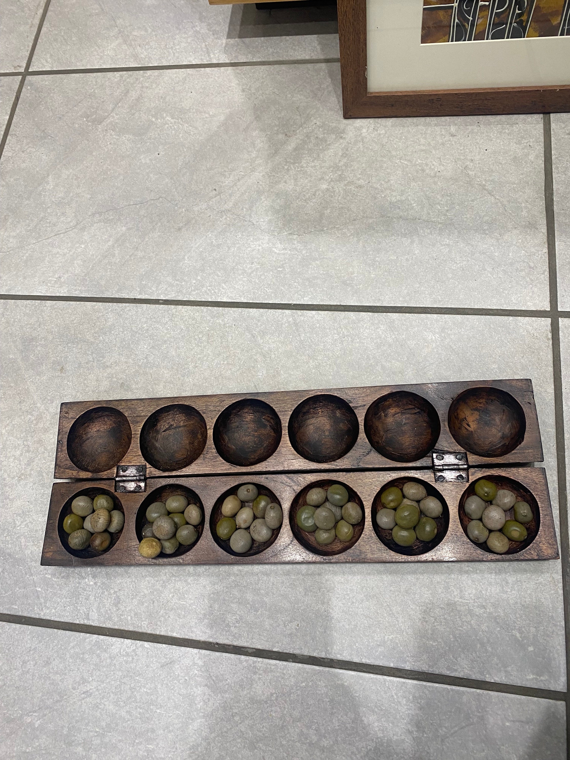 African Mancala Game Ncho Local Solitaire Game Handcarved Wooden Box ...