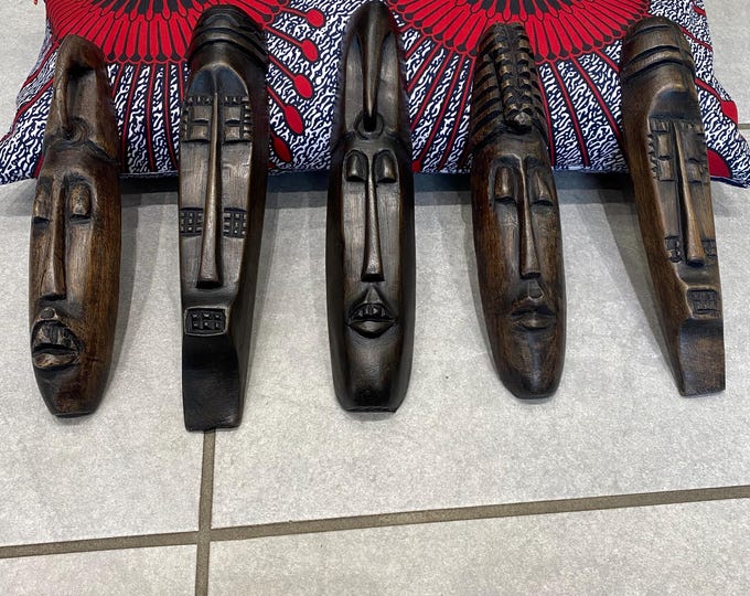 Elegant Slim Wooden Decorative Masks African Mask Woodcarving Wooden ...