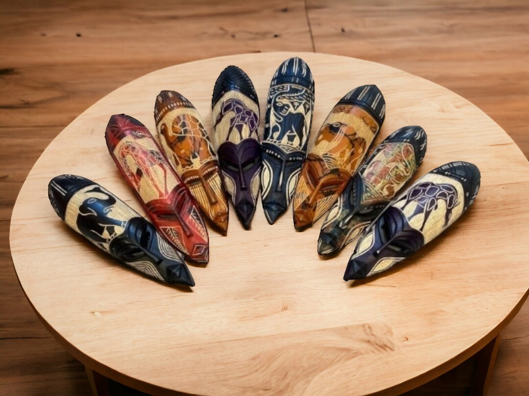 African Mask Handcarved Wooden Face Mask Animal Mask Wall Mask Wall ...